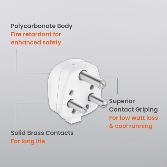 Buy 3 Pin Electric Plug Top (6A, White, 240V) Online in India | Orient ...