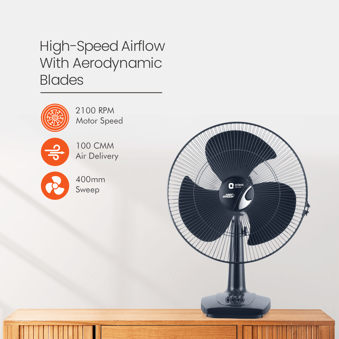 Buy Table 27 Trendz 400mm High Speed Table Fan Online in India | Orient ...